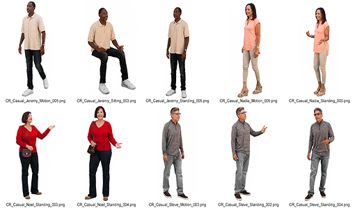 2d Cut Out People Casual v.5 | CadRender Store
