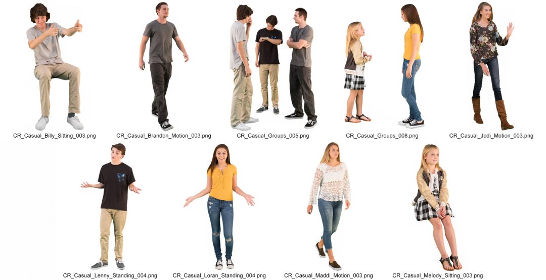 2d Cut Out People Casual v.6 | CadRender Store